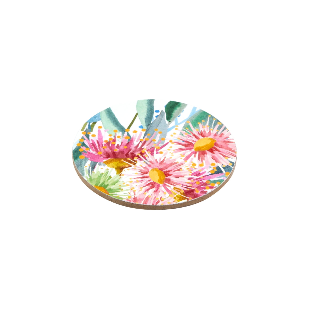 Royal Botanic Gardens Eucalyptus Bloom Round Cork Back Coaster 10cm Se ...