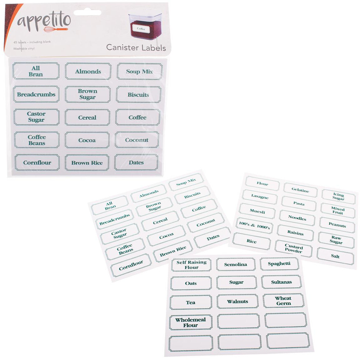 Canister Labels - Pack 45| Appetito | Matchbox